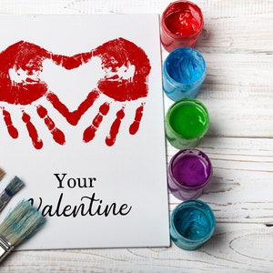 Handprint Art Valentine Bundle Dad Valentines Day Gift | Etsy