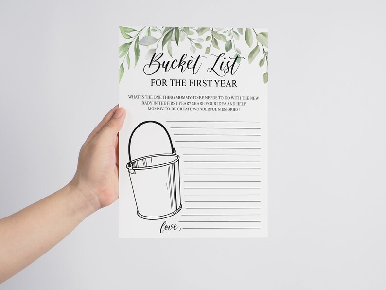 Greenery Baby Shower Game: Baby Bucket List (digital Download) - Etsy