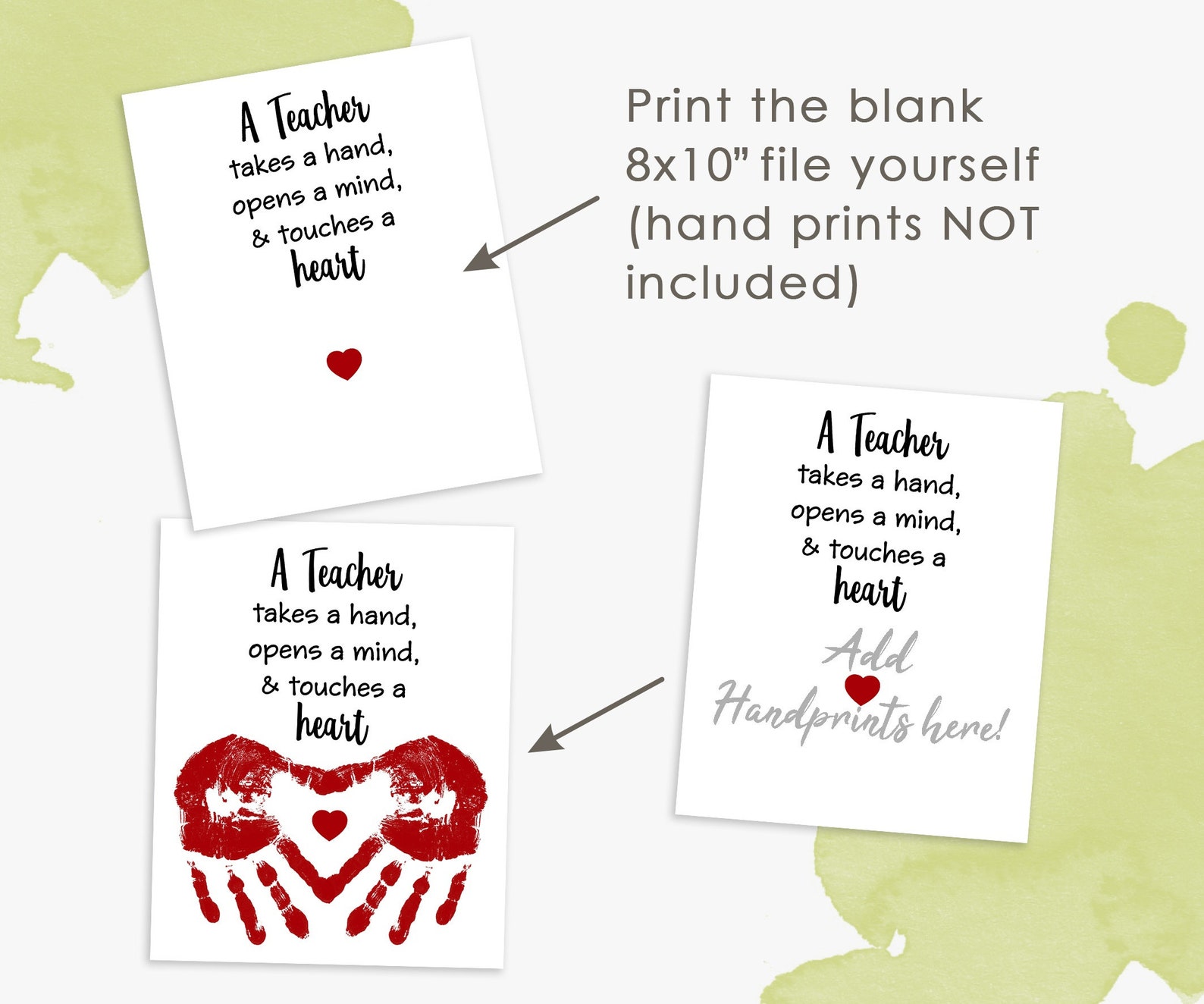 Handprint Art for Teacher Bundle DIY Gift Craft for Kids - Etsy