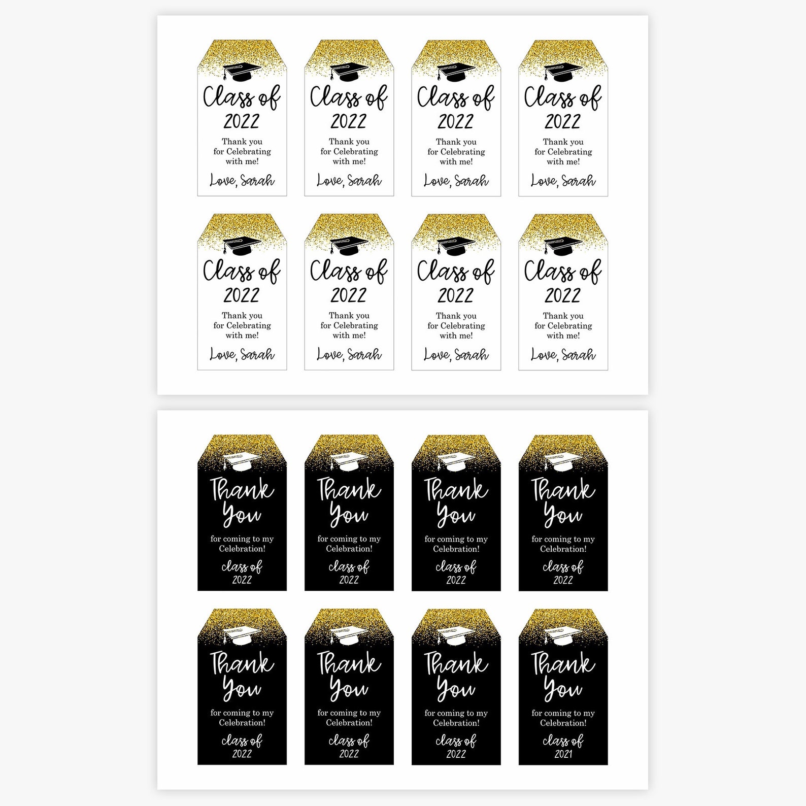 Editable Graduation Thank You Tag Class of 2022 Printable - Etsy