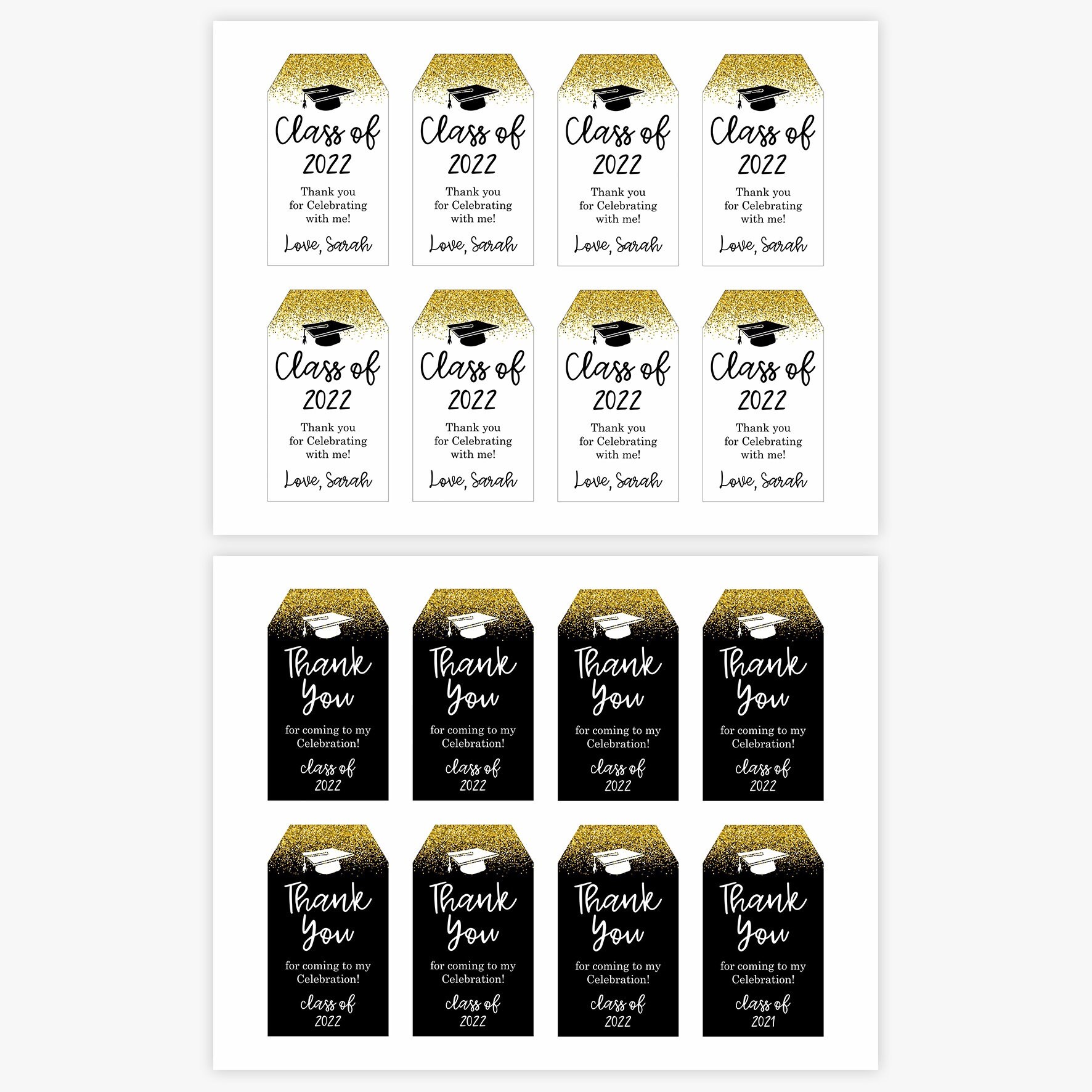 Editable Graduation Thank You Tag Class of 2022 Printable - Etsy