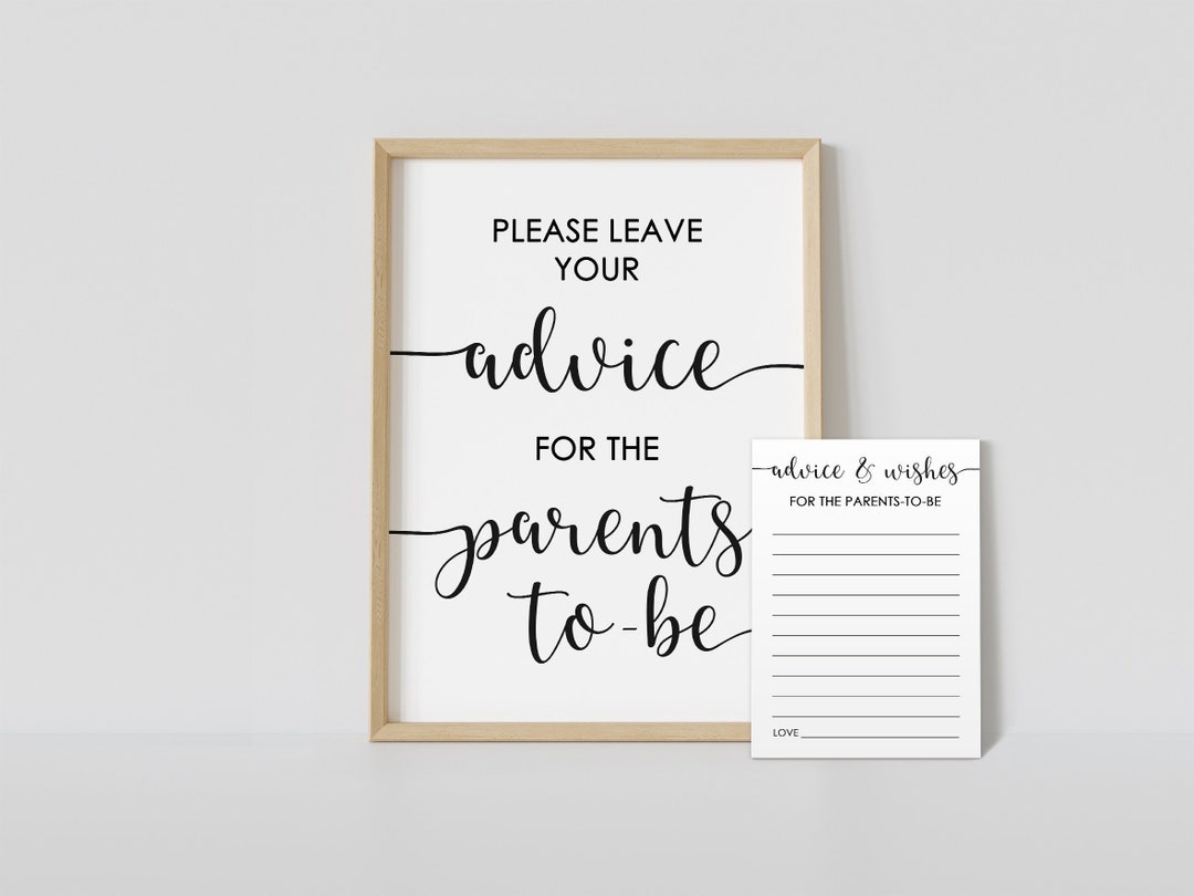 Advice for the Parents-to-be Sign, Minimalist, Baby Shower, Black ...