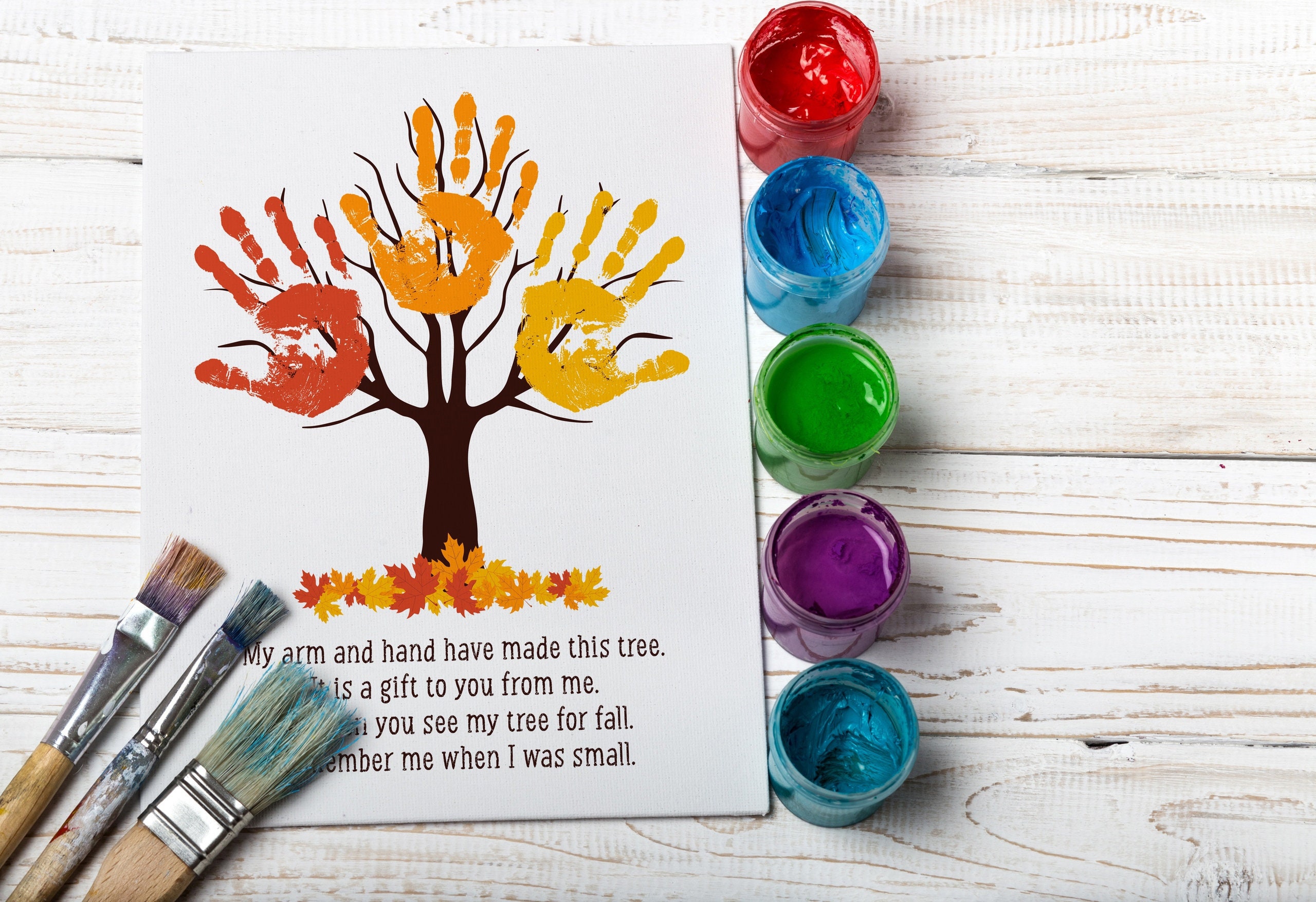 Tree Handprints Art, Fall Poem, Thanksgiving DIY for Kids, Autumn ...