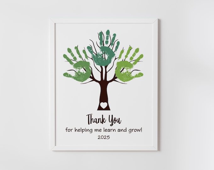 Printable Handprint Art for Teacher | Thank You for Helping Me Learn and Grow | Instant Digital ...