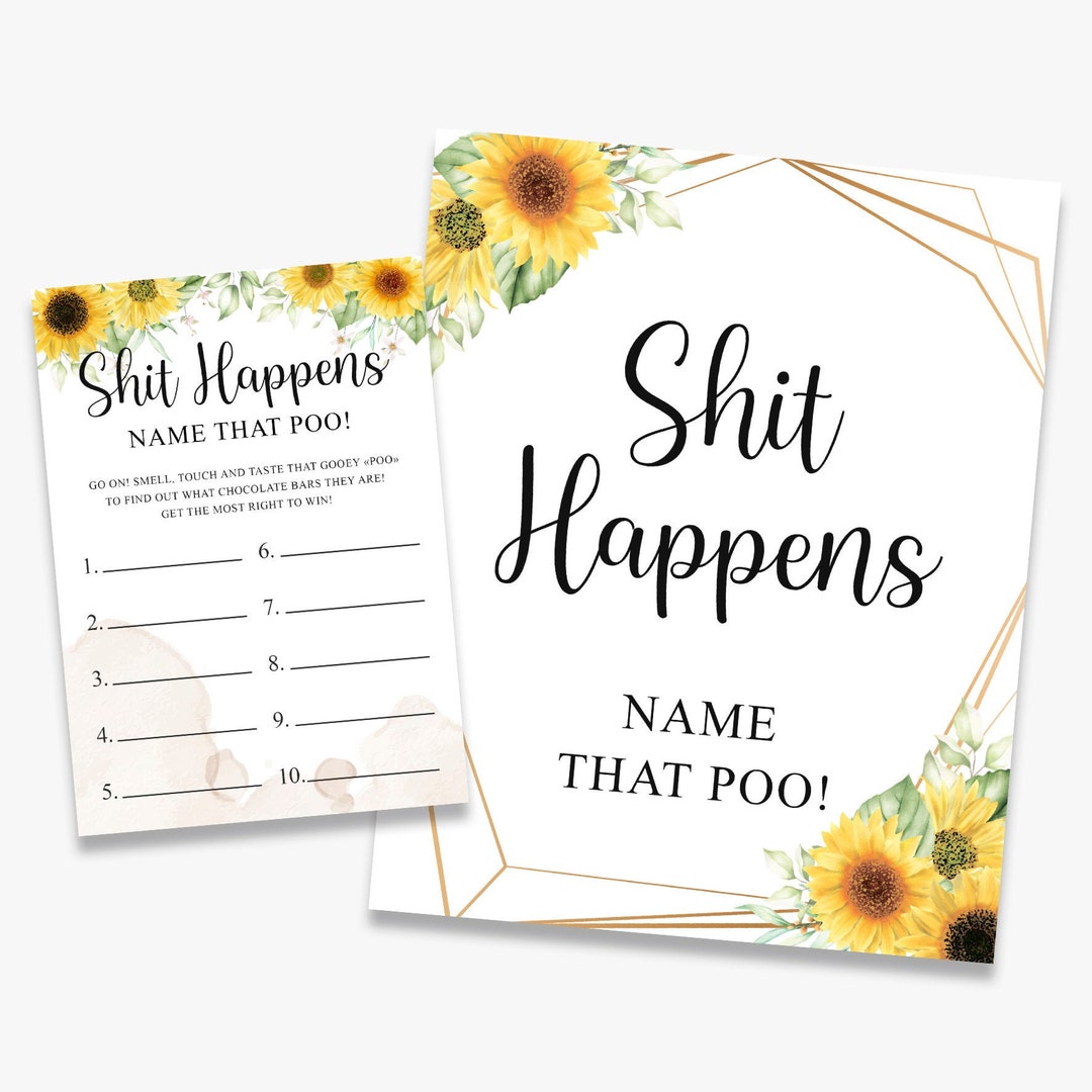 Shit Happens Baby Shower Games, Sunflower, Funny Baby Shower Activity ...