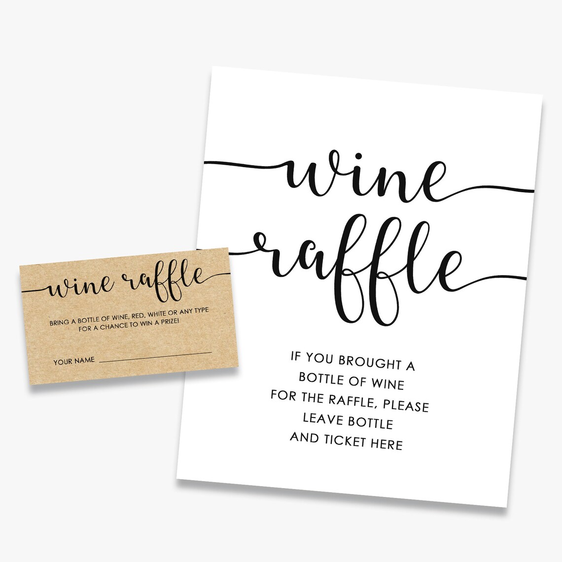 Wine Raffle Sign and Tickets Rustic Bridal Shower Game Stock - Etsy