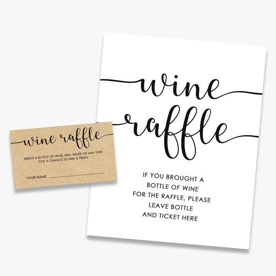 Wine Raffle Sign and Tickets Rustic Bridal Shower Game Stock - Etsy