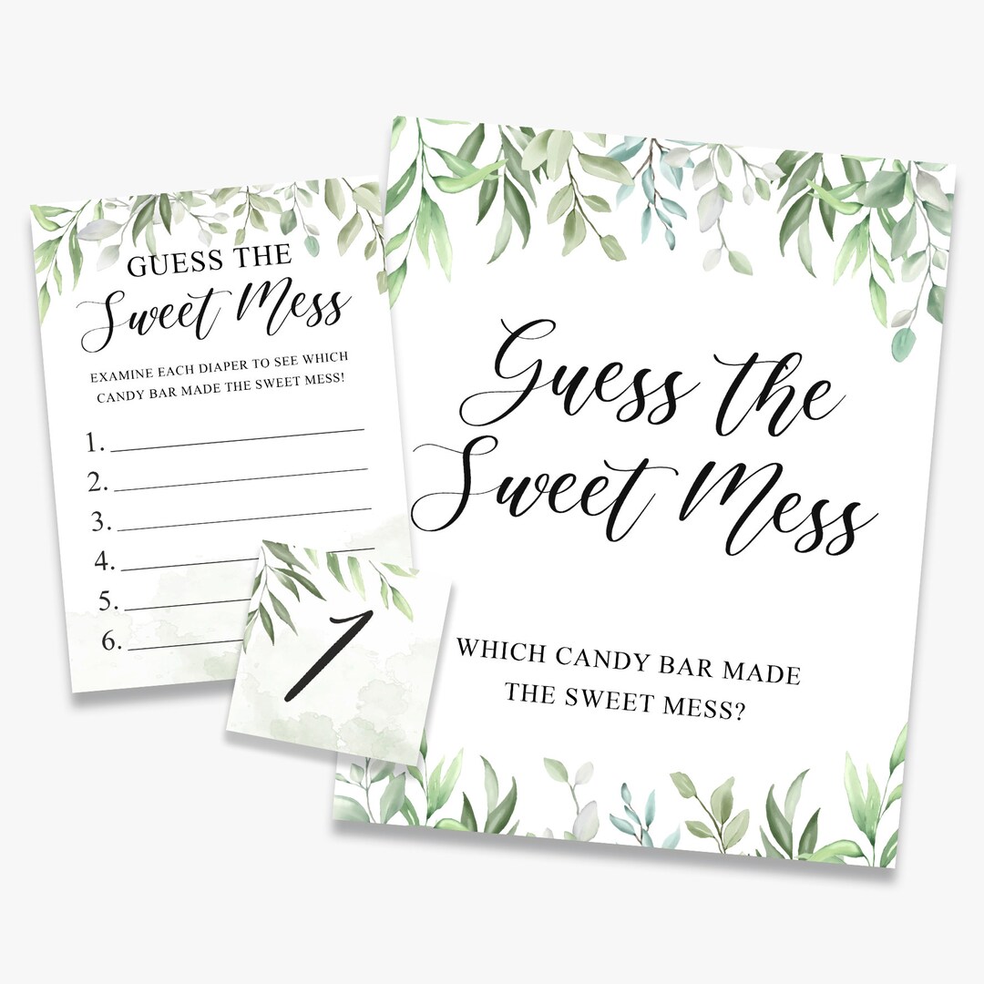Greenery Baby Shower Game: Guess the Sweet Mess (printable, Instant ...