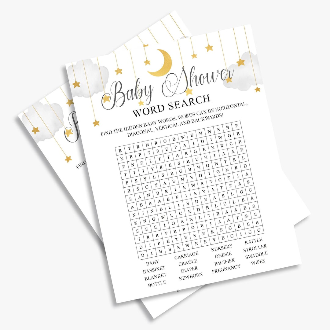 Baby Shower Word Search Game, Twinkle Twinkle Little Star, Baby Shower ...