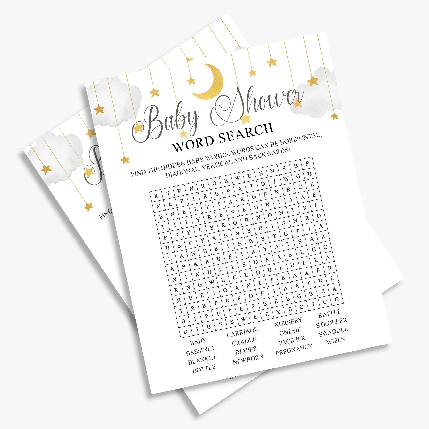Baby Shower Word Search Game Twinkle Twinkle Little Star - Etsy