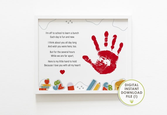Back to School Poem Handprint Art First Day of School - Etsy