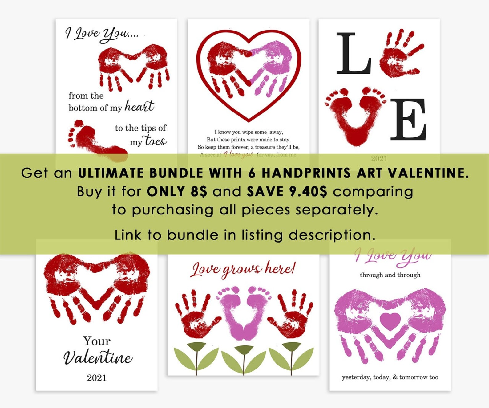 Love handprint art valentines day gift from baby craft and | Etsy