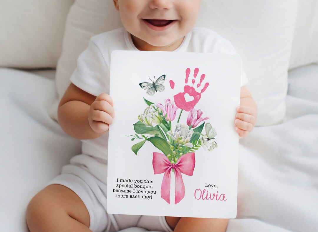 Flower Bouquet Handprint Art Craft for Mother's Day, DIY, Gift From ...