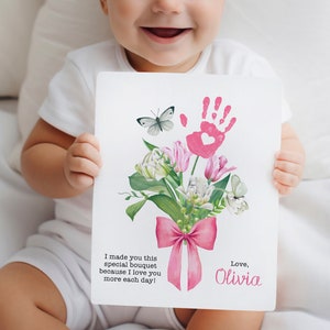 Flower Bouquet Handprint Art Craft for Mother's Day, DIY, Gift From ...