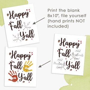 Handprint Art Fall Crafts for Kids Happy Fall Y'all DIY - Etsy