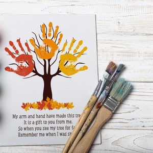 Tree Handprints Art, Fall Poem, Thanksgiving DIY for Kids, Autumn ...