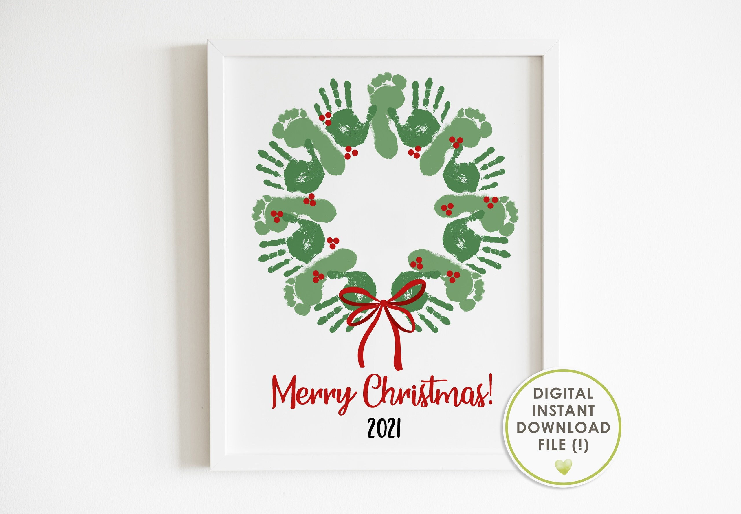 Handprint and Footprint Art Christmas Wreath Diy Craft for | Etsy