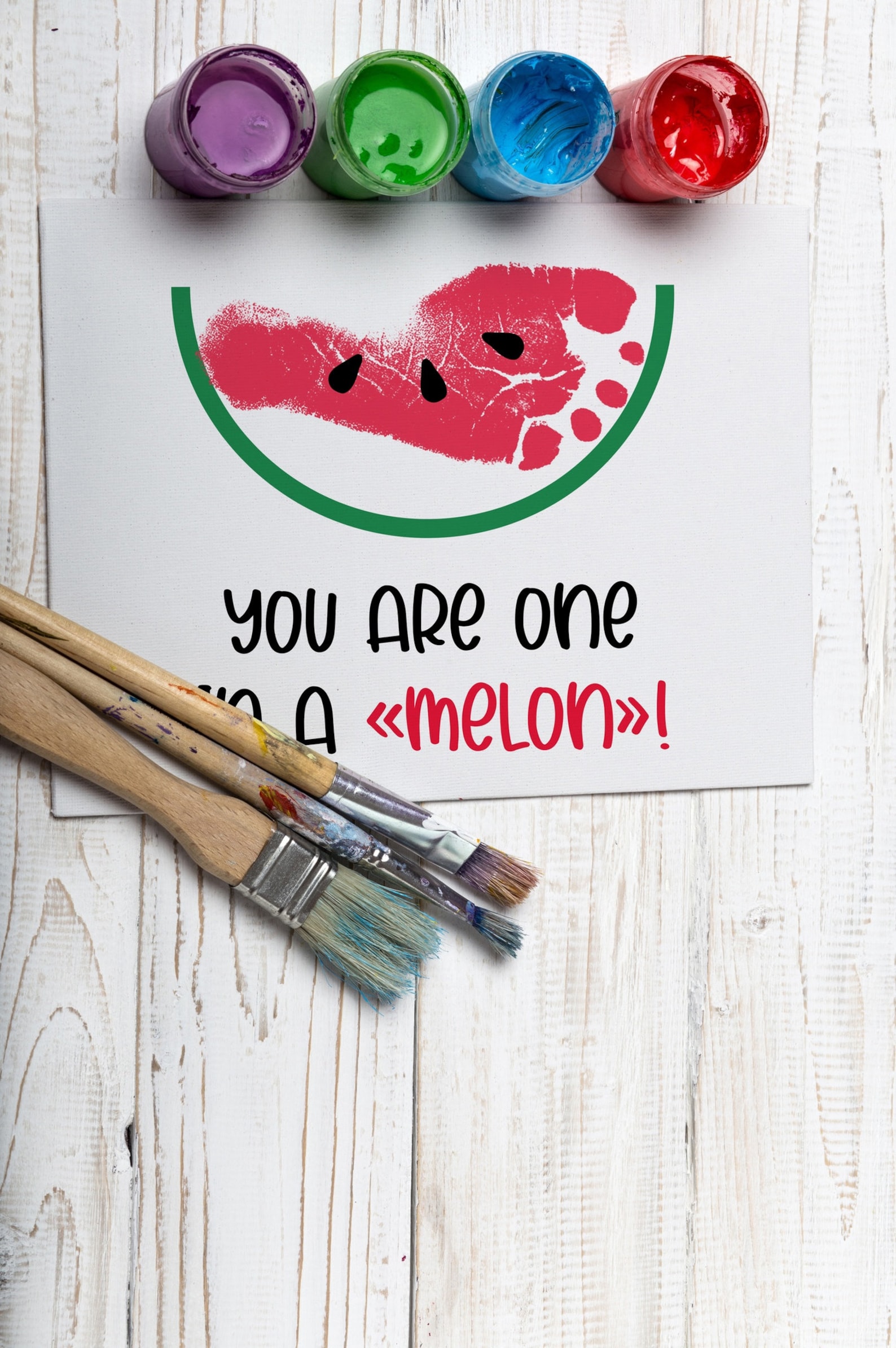 Watermelon Valentines Day Footprint Art DIY Card From Baby - Etsy
