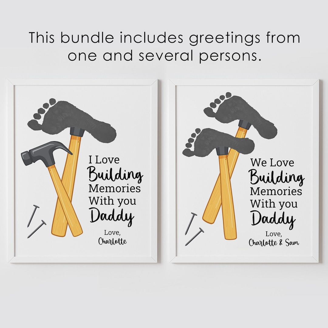 Hammer Footprint Art, Bundle, Father's Day Gift, From Baby, From Son ...