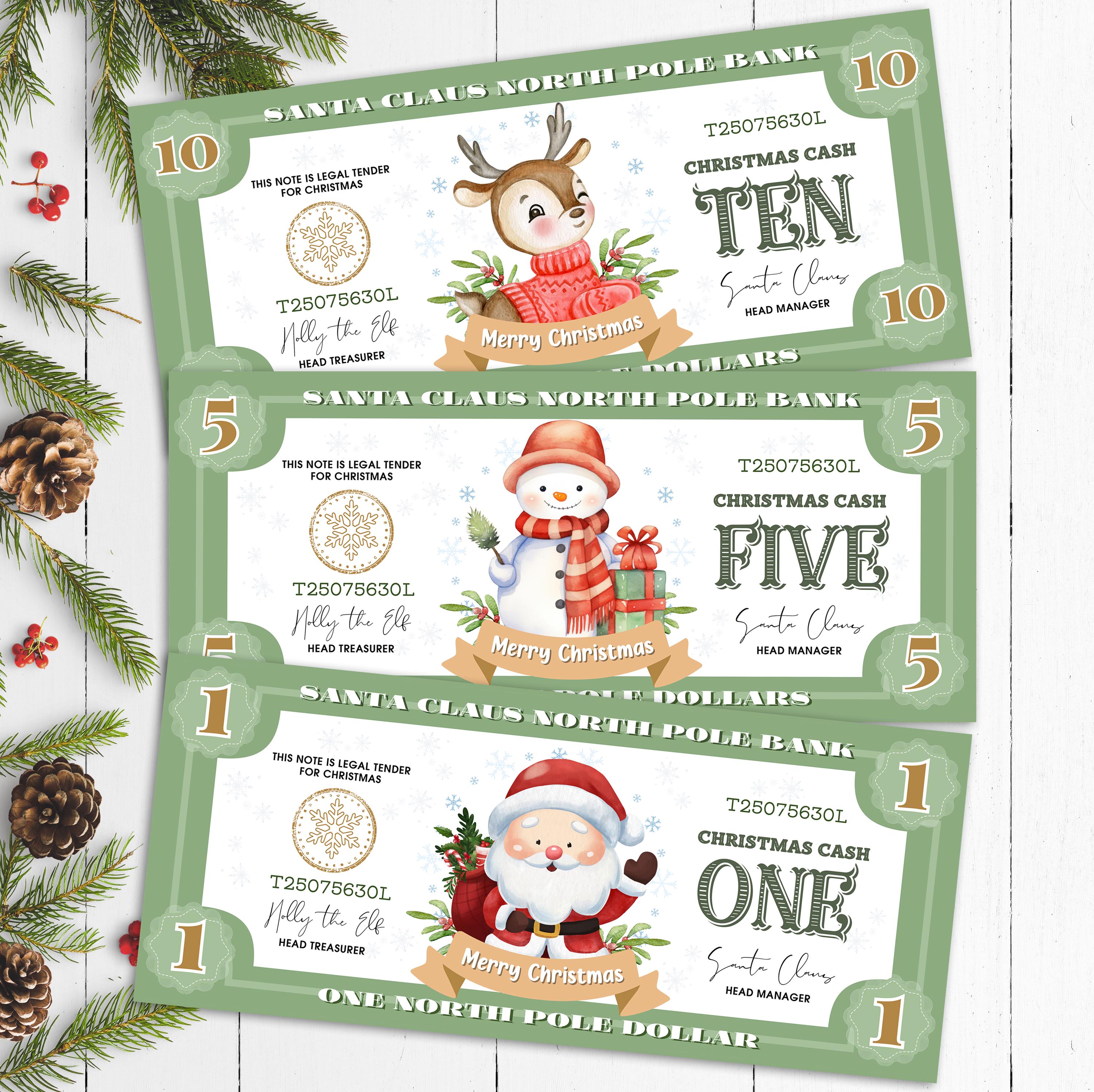 Christmas Pay Money, Bundle, North Pole Dollar Bill Kid's Activity ...