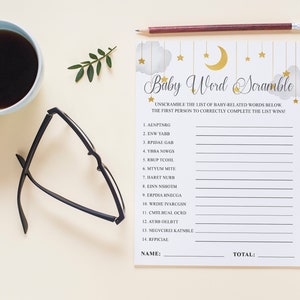 Baby Word Scramble Game, Twinkle Twinkle Little Star, Baby Shower ...