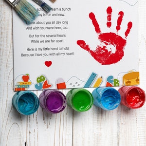 Back to School Poem, Handprint Art, First Day of School, Printable ...