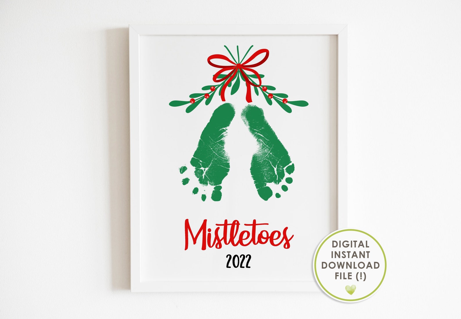Christmas Footprint Art Mistletoes Mistle-toes Christmas - Etsy