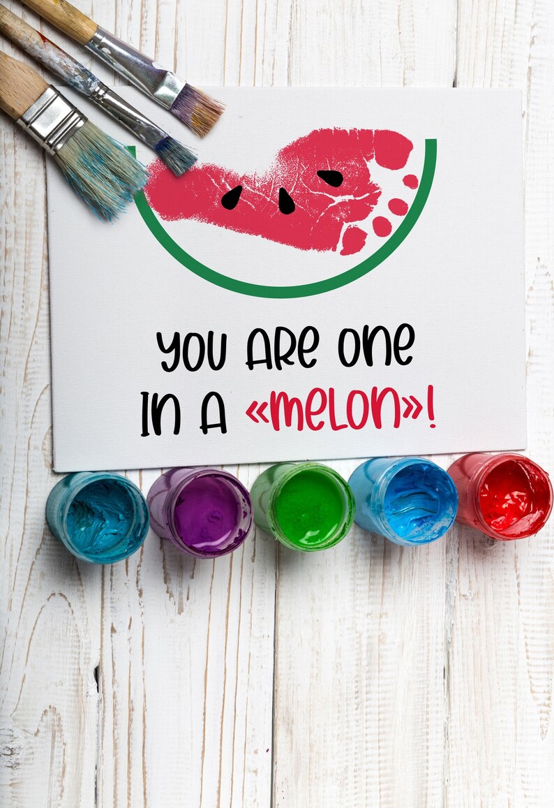 Watermelon Valentines Day Footprint Art DIY Card From Baby - Etsy