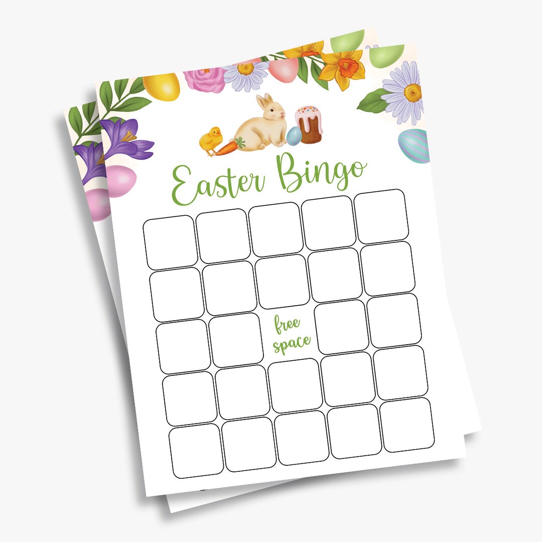 Easter Bingo Game Blank Template, Family | Group Easter Party Activity ...