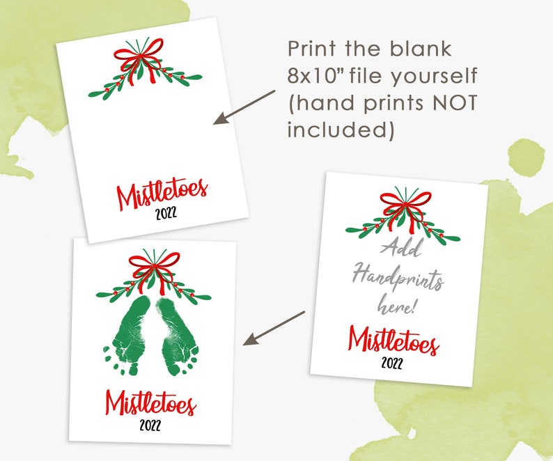 Christmas Footprint Art Mistletoes Mistle-toes Christmas - Etsy