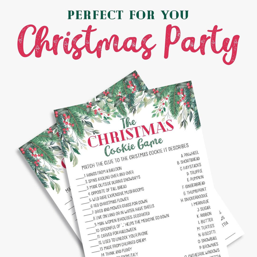 Christmas Cookie Quiz Game, Holiday Class Party Games, Christmas Cookie ...