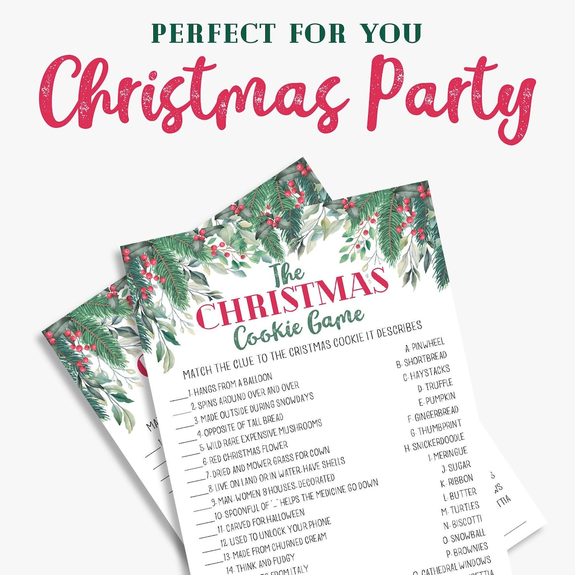 Christmas Cookie Quiz Game Holiday Class Party Games - Etsy