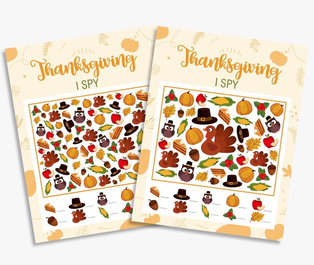 I Spy, Thanksgiving Game for Kids, Easier & Harder, Thanksgiving Games ...