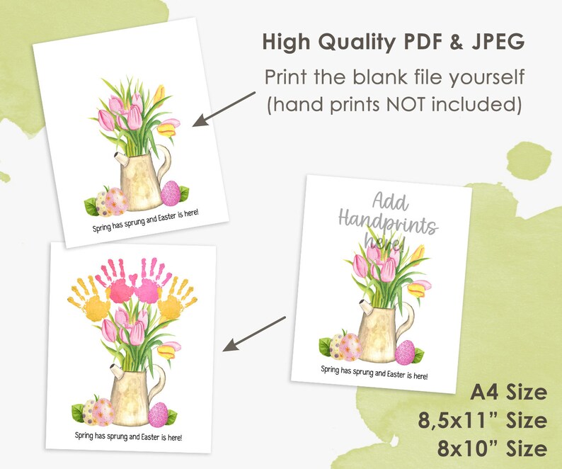 Easter Flower Bouquet Handprint Art Craft for Kids, Preschool Activitiy ...