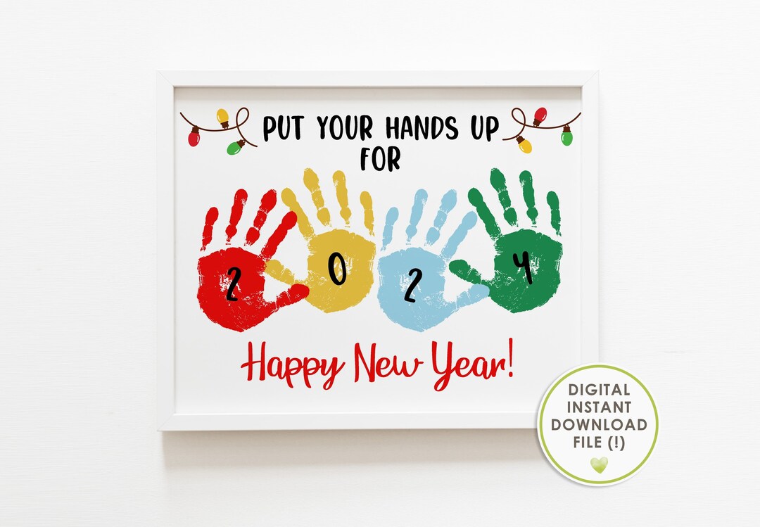2024 Happy New Year, Handprint Art, New Years Craft, for Baby, for ...