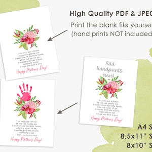 Mothers Day Poem, Flower Bouquet Handprint Art Craft for Mother's Day ...