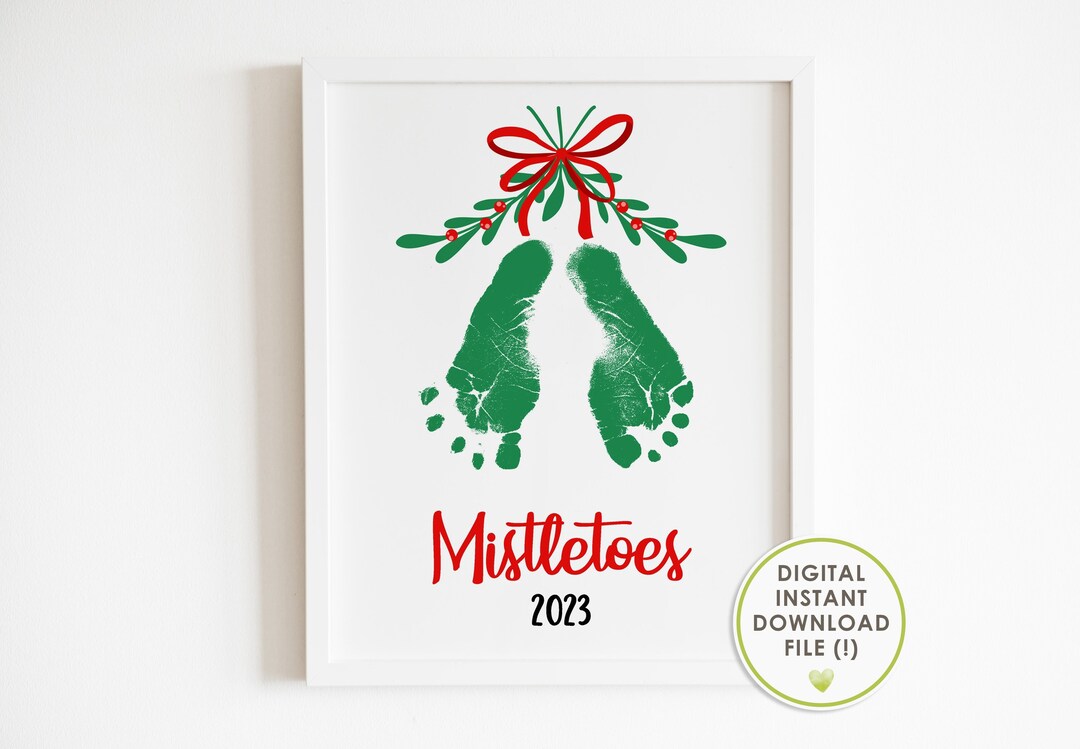 Christmas Footprint Art, Mistletoes, Mistle-toes, Christmas Craft for ...