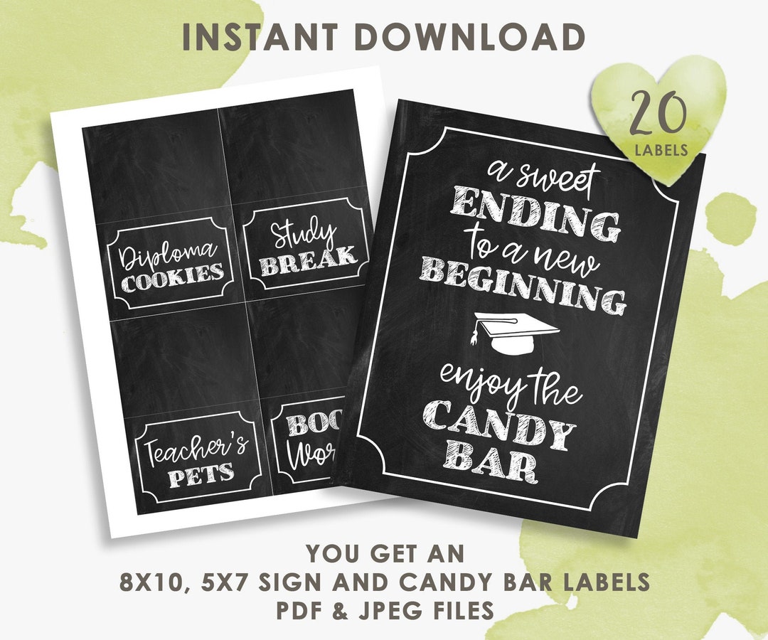 Graduation Candy Buffet, Candy Bar Labels and Sign, Graduation ...