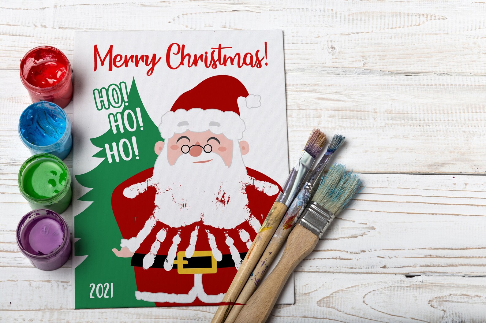 Handprint Christmas Craft Santa Claus Handprint Art | Etsy