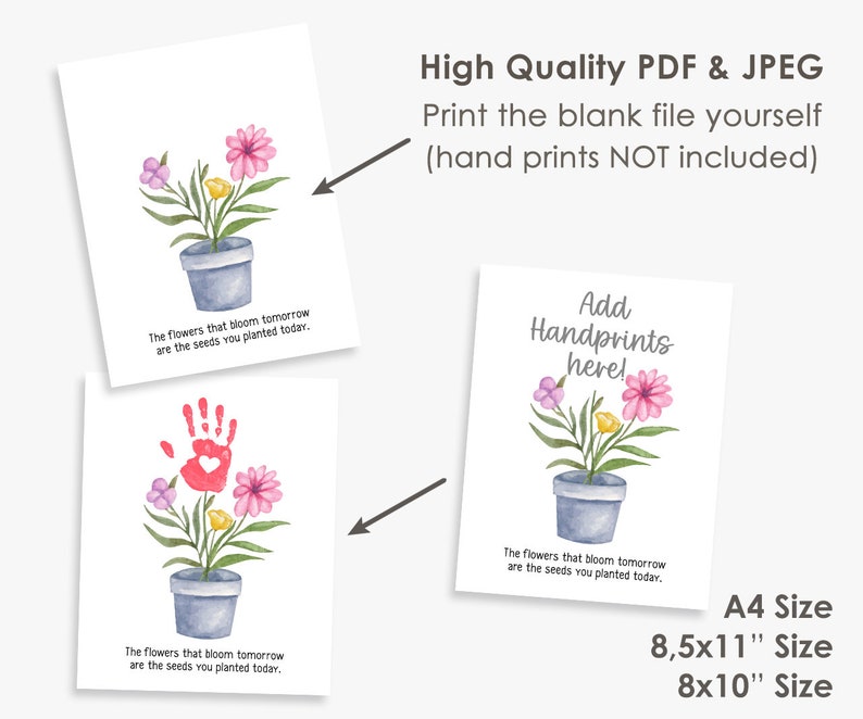 Teacher Appreciation Gift, Flower Handprint Art Craft, DIY, Preschool ...