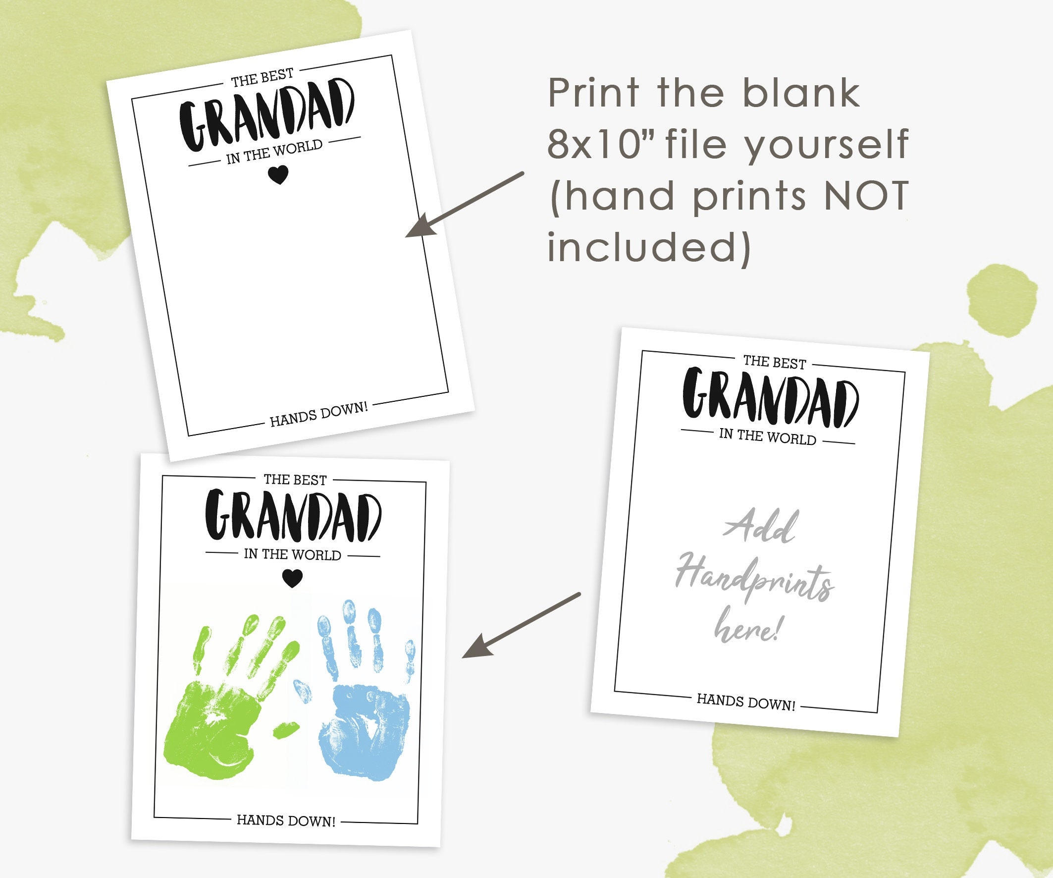 Grandfather Fathers Day Gift Handprint Art Grandpa Gift - Etsy