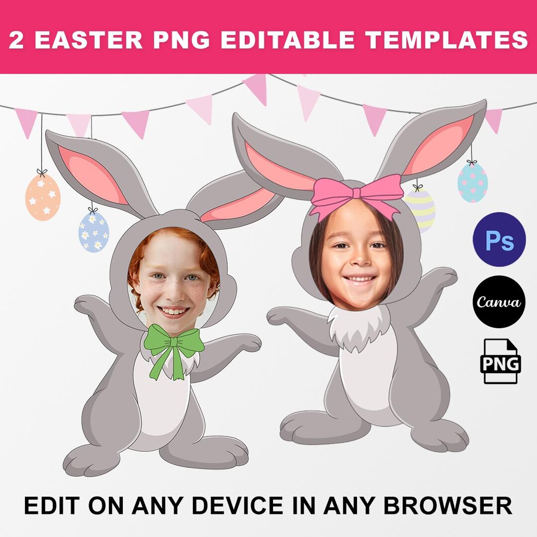 Add Your Own Photo, Bunny Face Blank Template, Easter Craft for Kids ...
