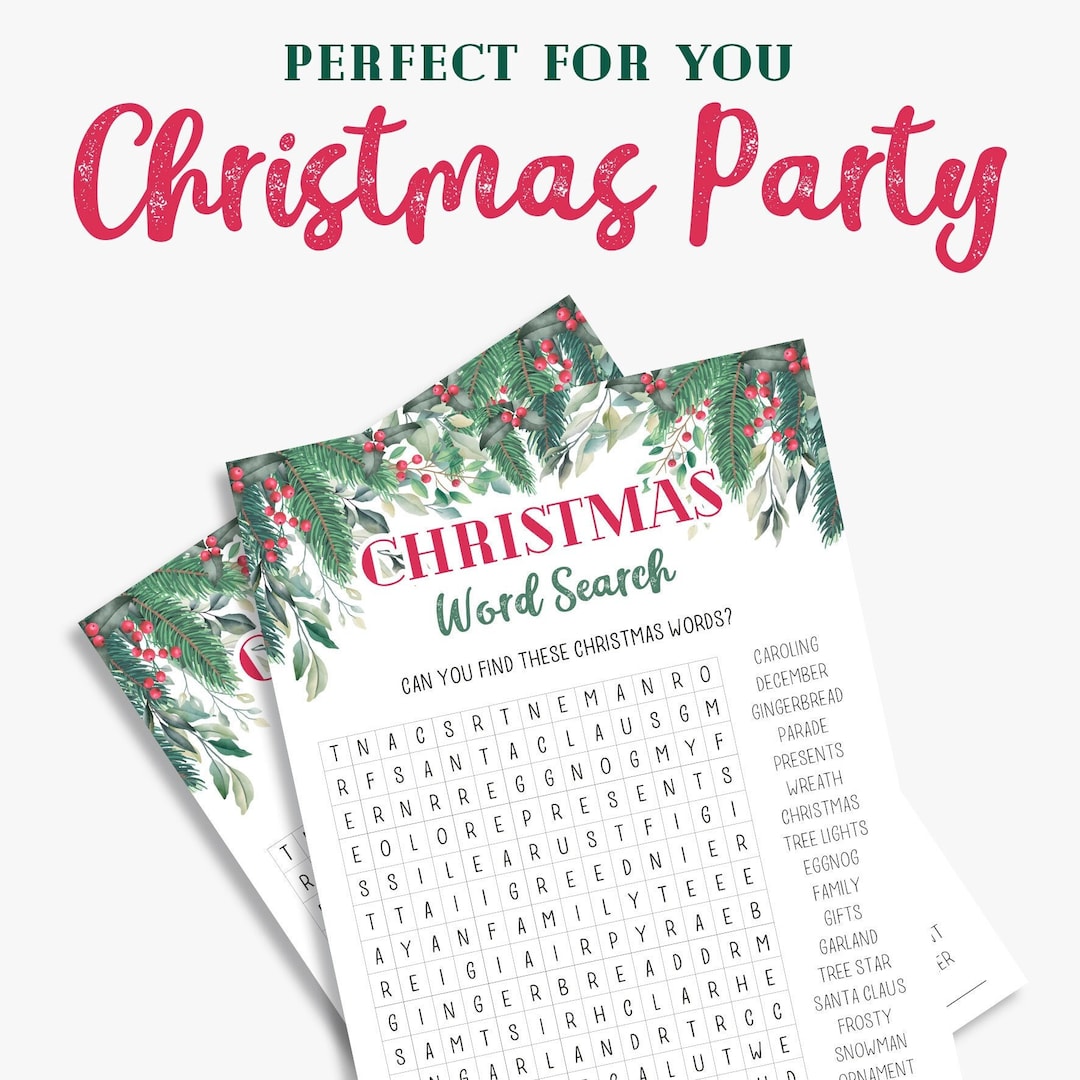 Christmas Word Search, Christmas Party Games for Family, Holiday Word ...
