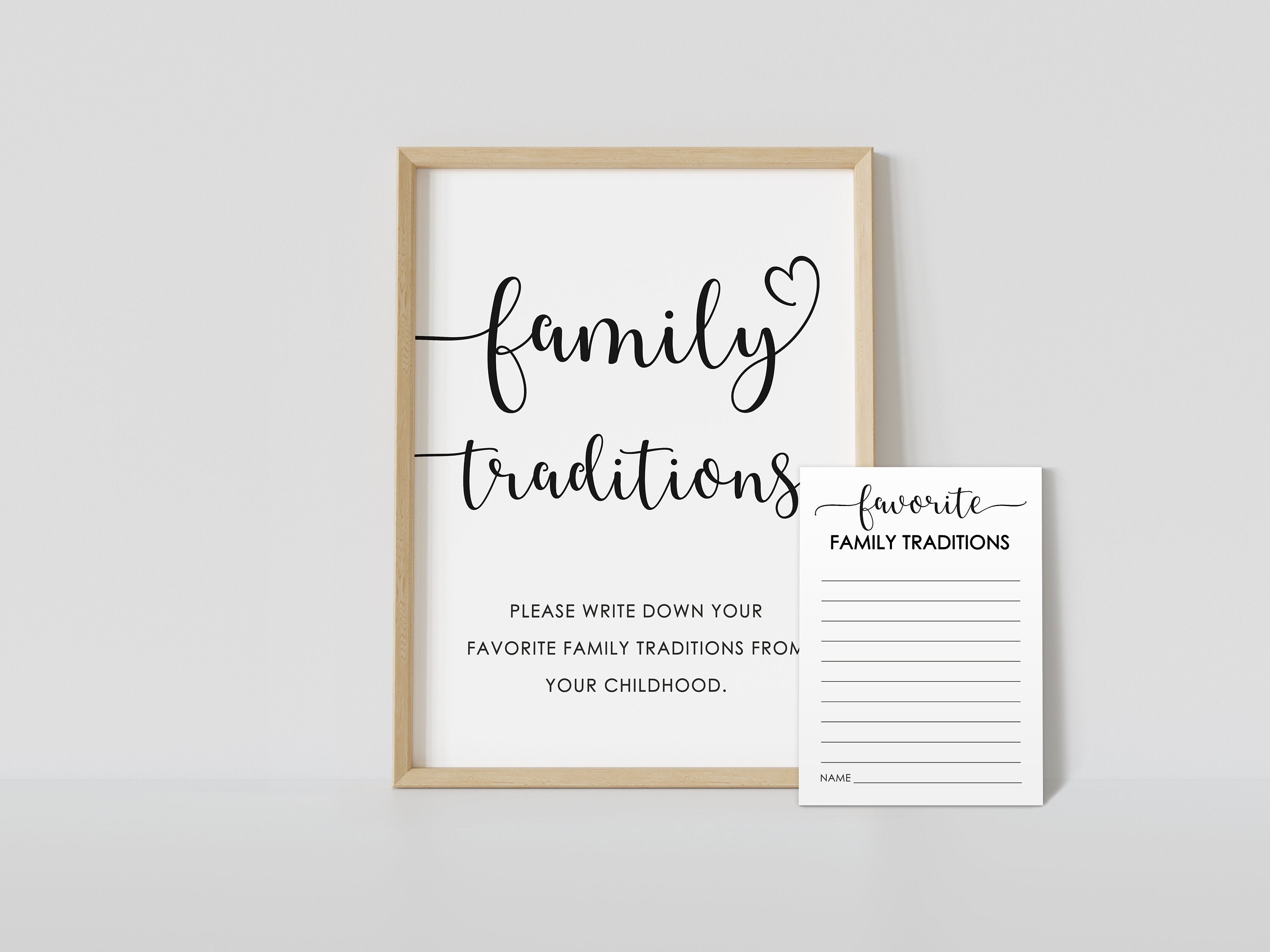 Family Traditions Cards and Sign, Minimalist, Baby Shower, Black ...