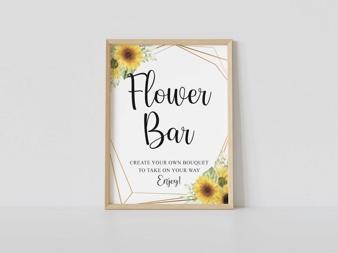 Sunflower Flower Bar Sign: Baby Shower Favor Table (digital Download ...