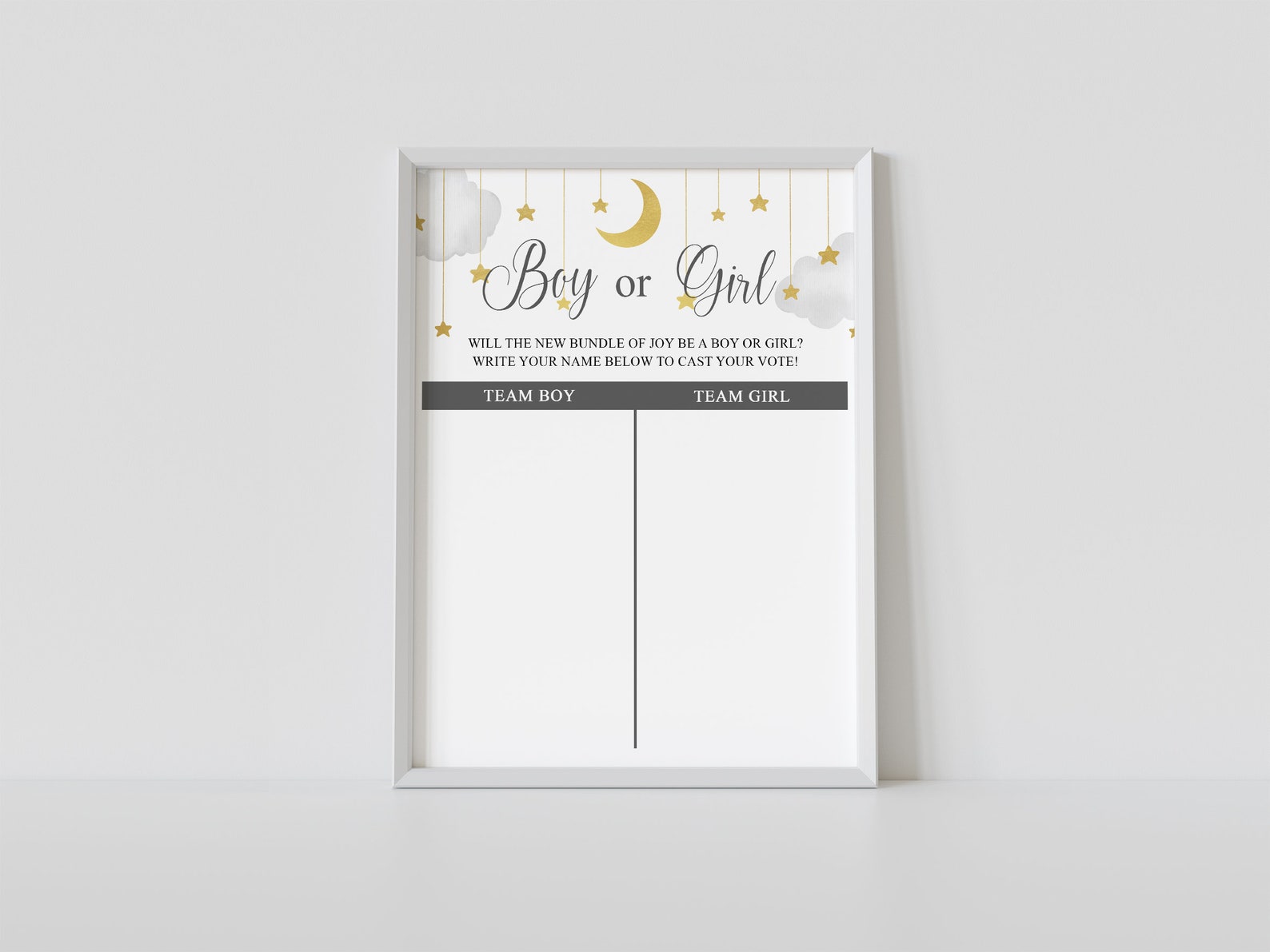 Gender Reveal Boy or Girl Chart Twinkle Twinkle Little Star | Etsy