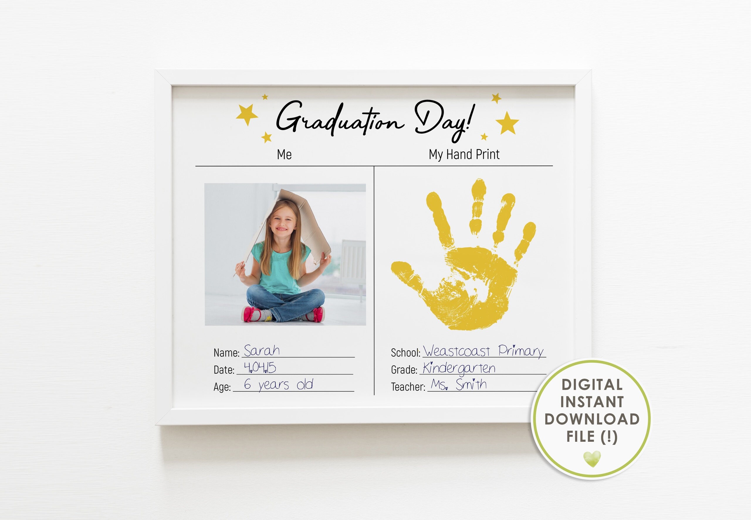 Kindergarten Graduation Keepsake Sign Handprint Art | Etsy UK