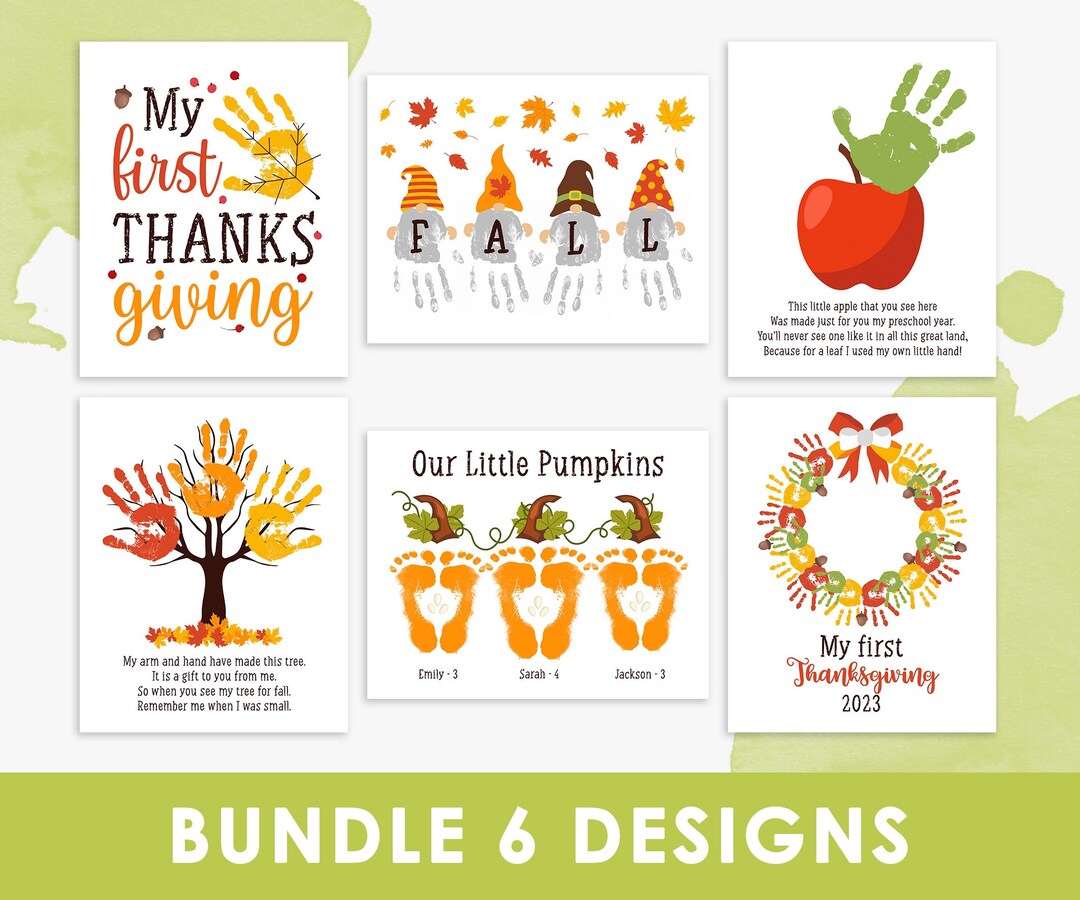 Thanksgiving Handprint Art, BUNDLE, Fall Crafts for Kids, My First ...