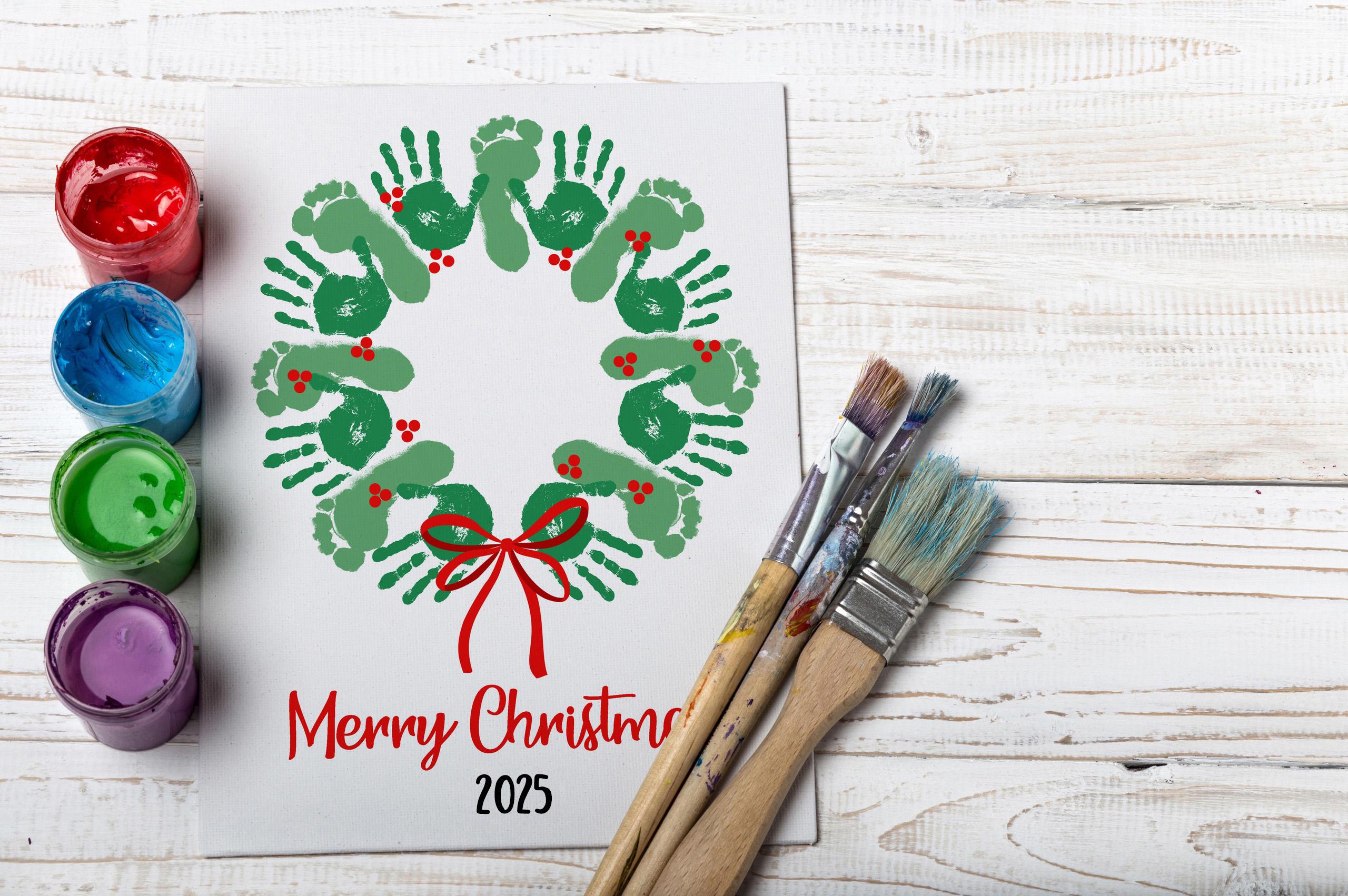 Handprint and Footprint Art, Christmas Wreath, Diy, Craft for Baby ...