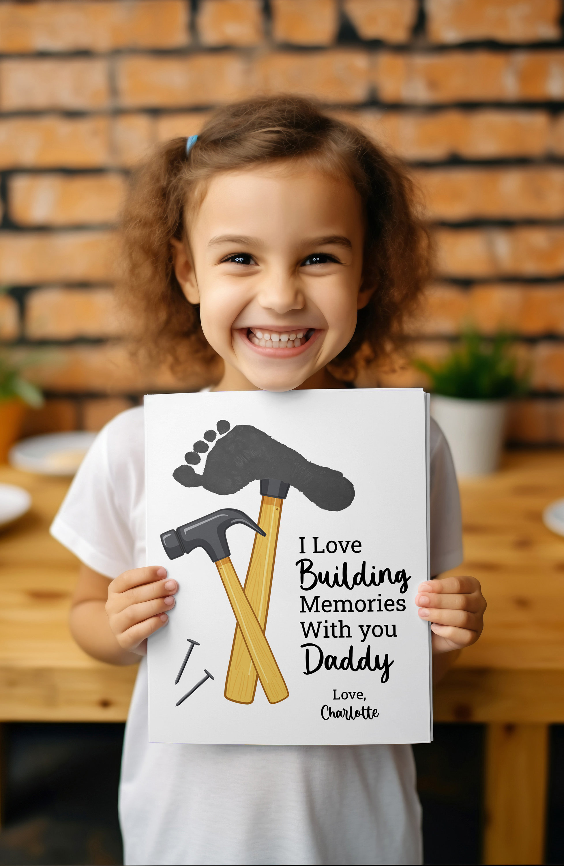 Hammer Footprint Art, Father's Day Gift, From Baby, From Son, Birthday ...